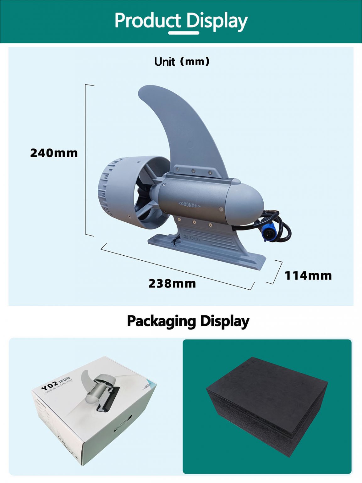IFUNGOO-Model Y02-E-fin,electric fin, suitable for SUP, kayaks, and ...